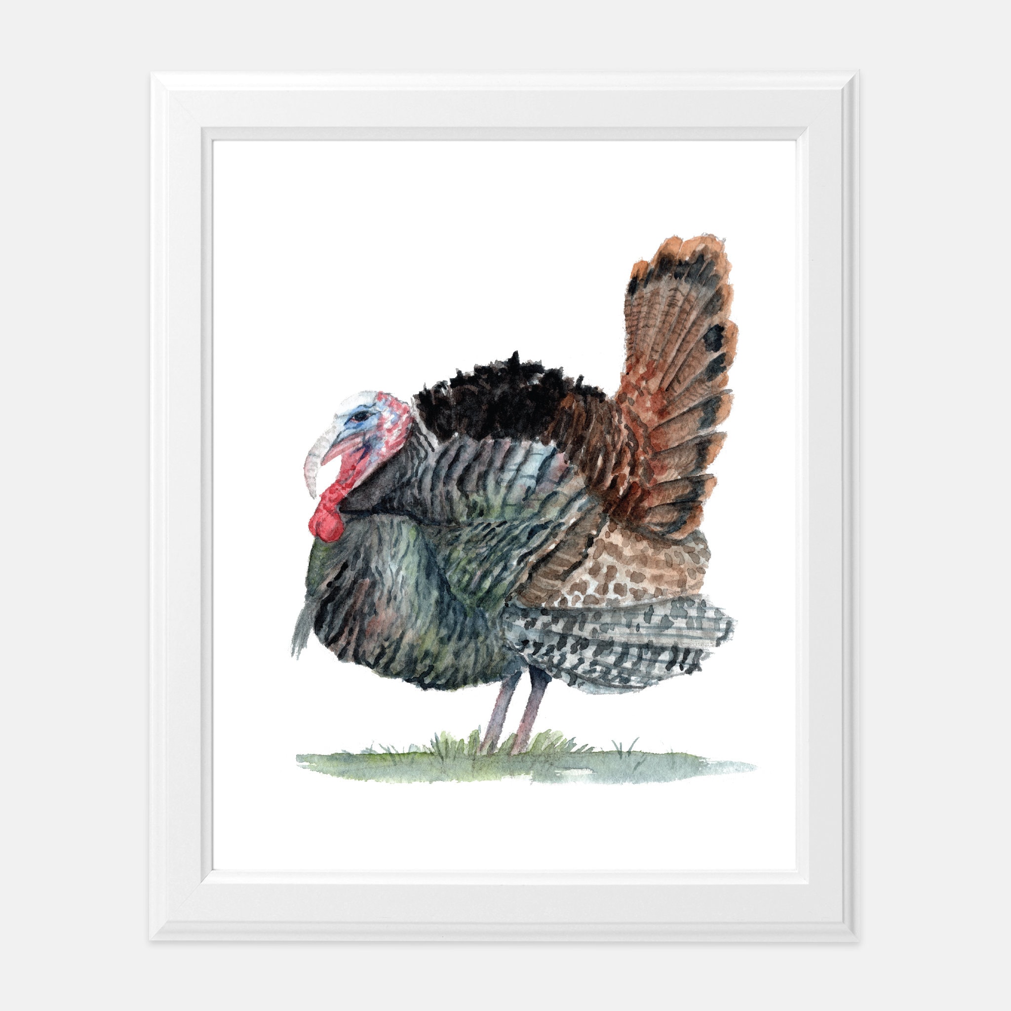 Watercolor Turkey Wall Art | Thanksgiving Day Wall Art | Grateful Wall ...