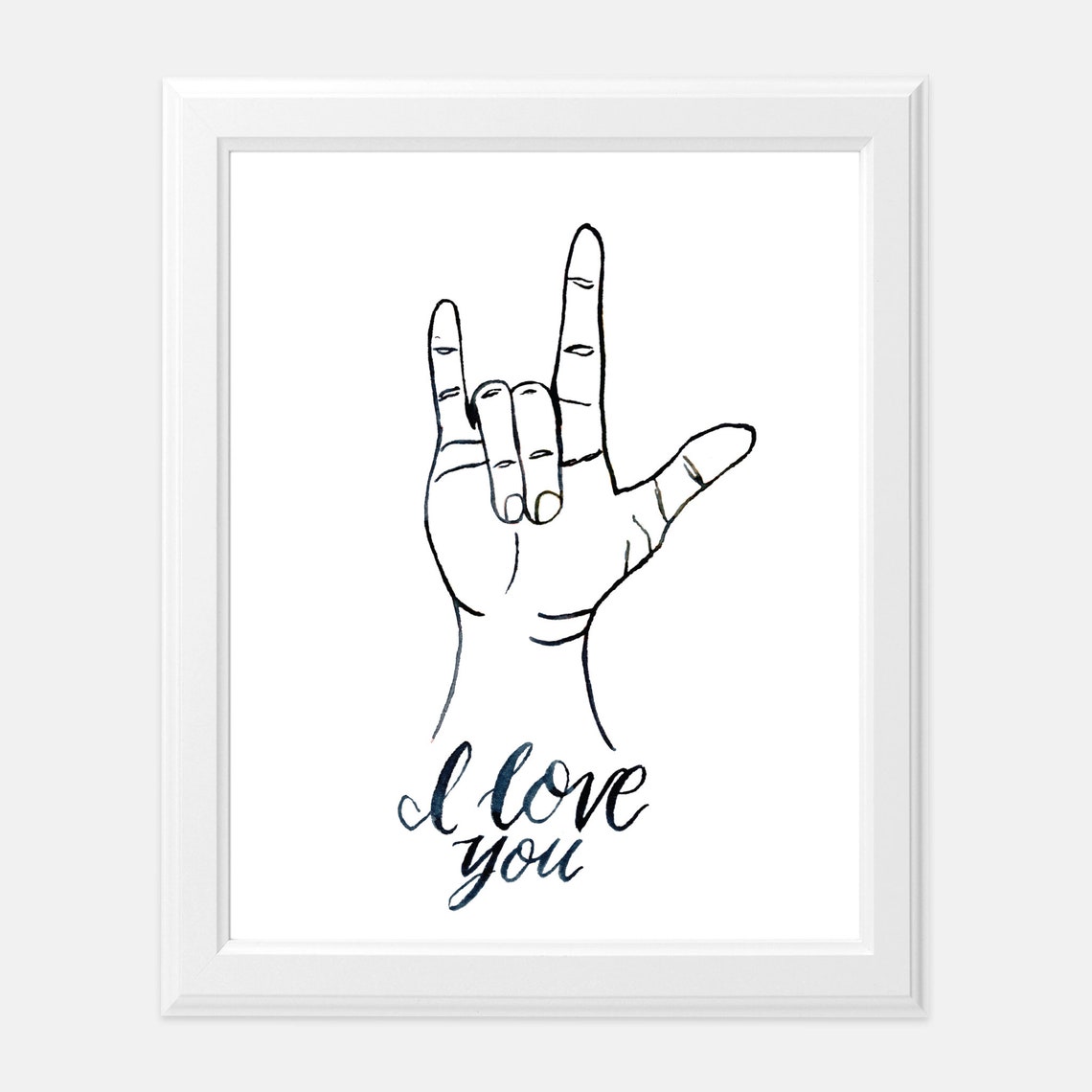 American Sign Language Minimalist Line Art, I Love You Sign Language ...