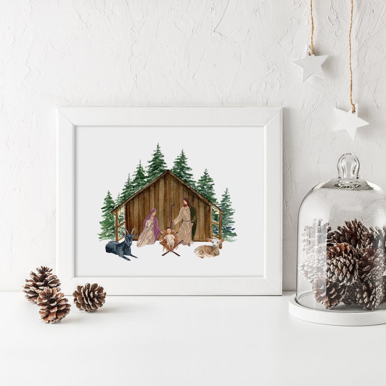 Watercolor Nativity Artwork | Nativity Scene Art | Christmas Nativity ...