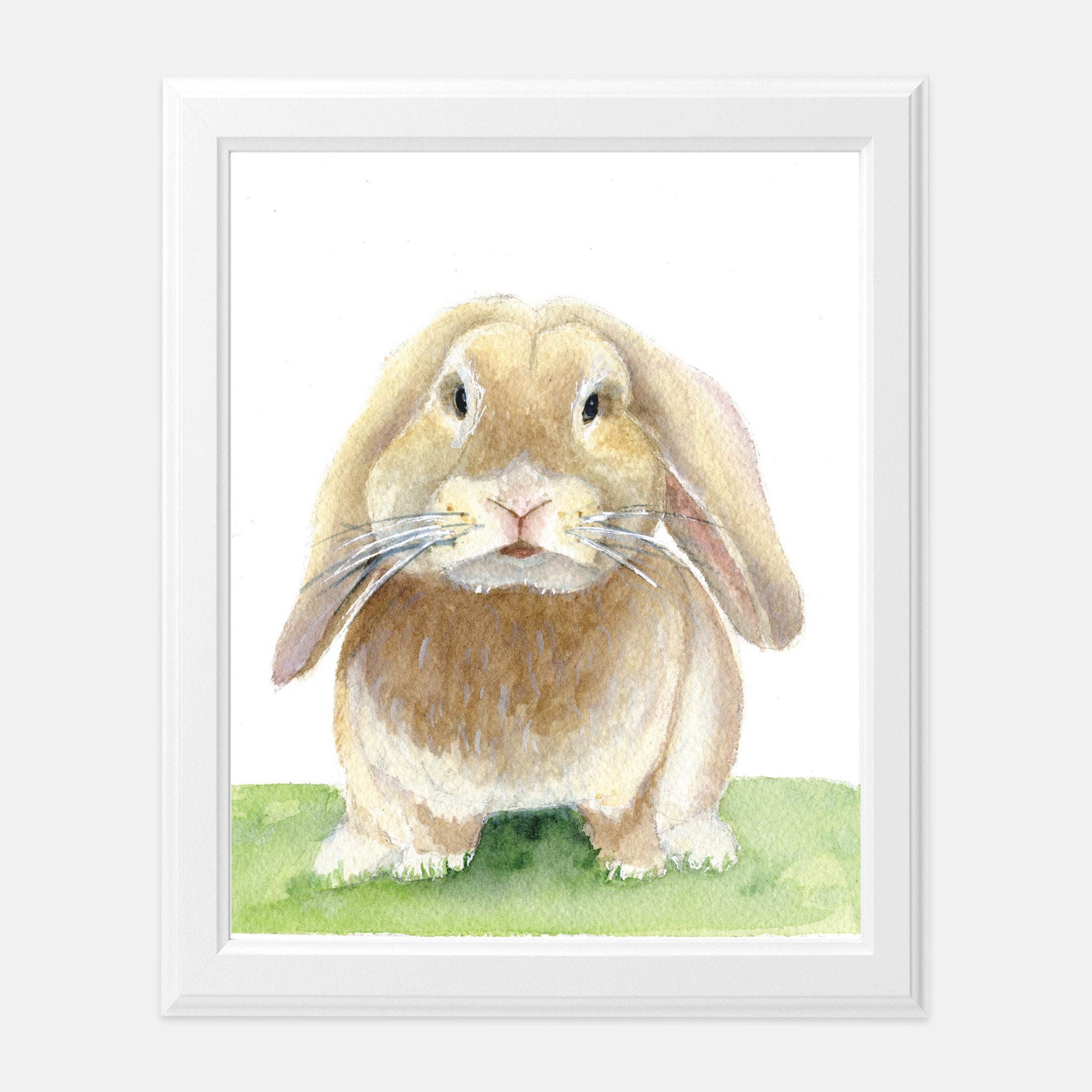 Watercolor Bunny in a Field Art Print | Spring Bunny Art Print | Easter ...