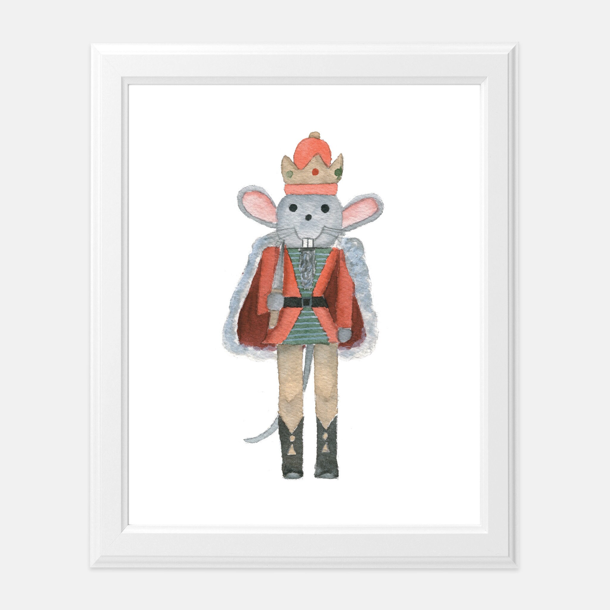 Watercolor Nutcracker of the Mouse King Wall Art | Holiday Christmas ...