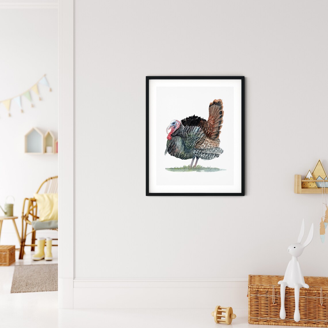 Watercolor Turkey Wall Art Thanksgiving Day Wall Art Grateful Wall Art ...