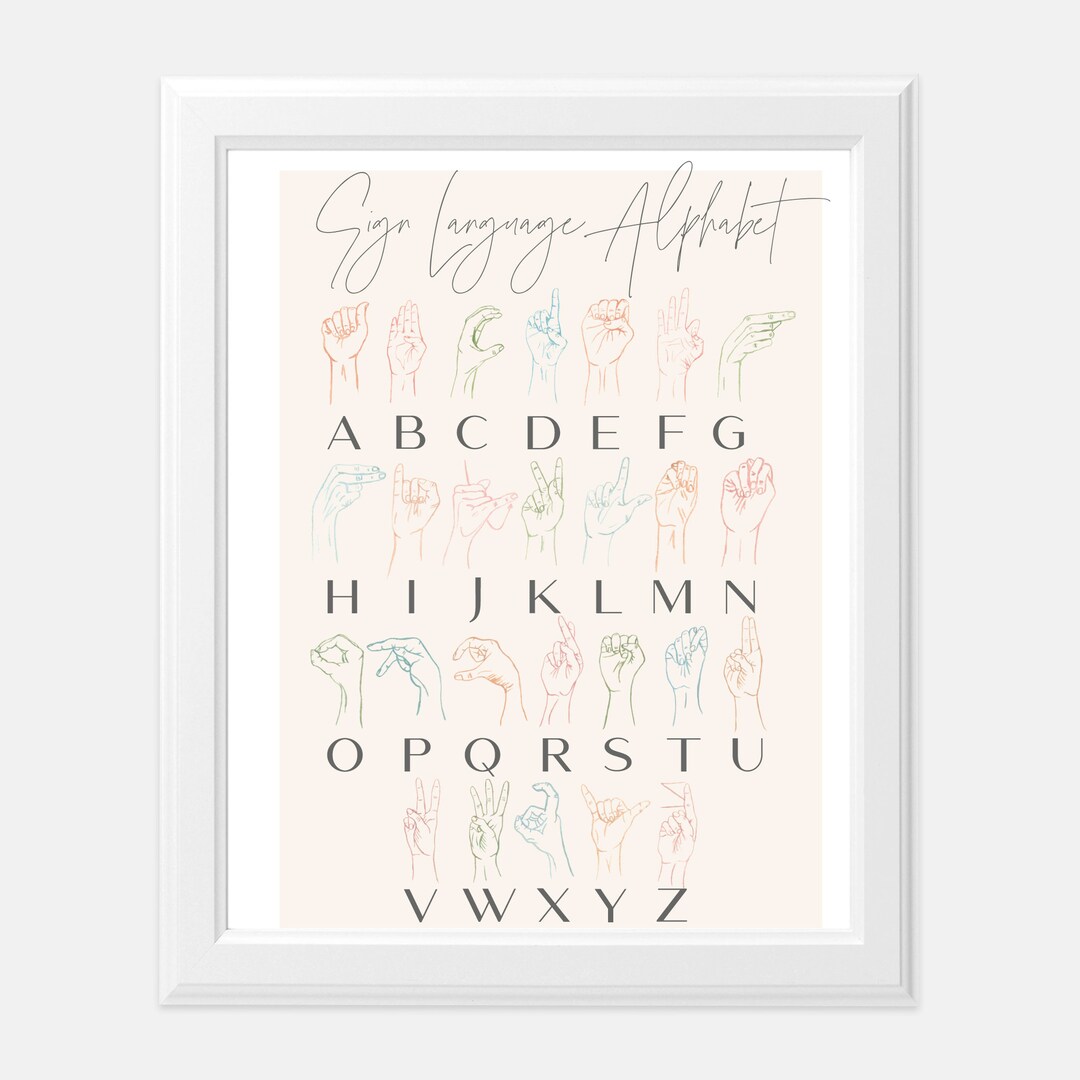 Sign Language Alphabet A-Z Art Print | Muted Watercolor Art | ASL Room ...
