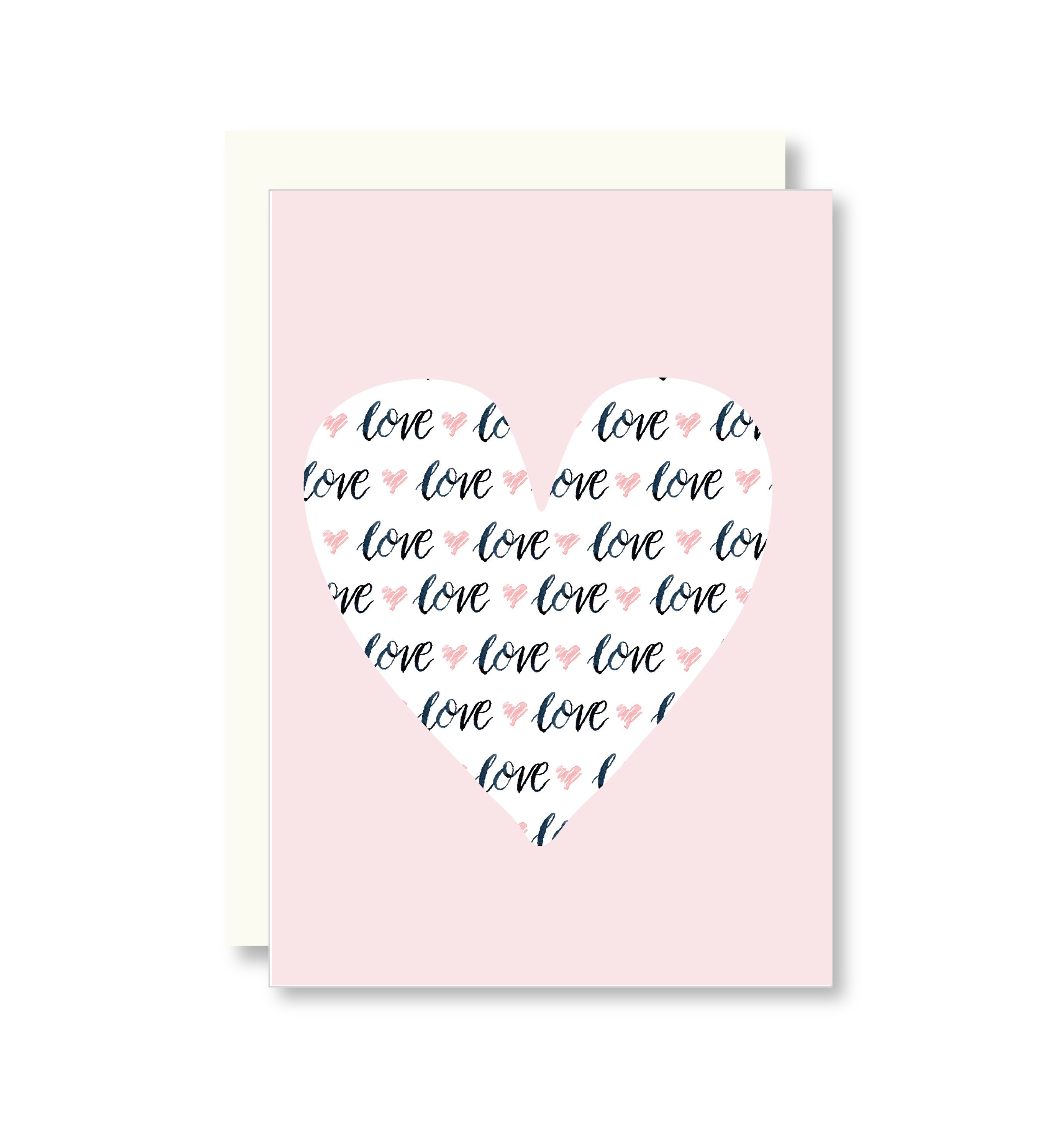 Pink Heart Love Valentines Day Greeting Card Valentines Day Card Cute ...