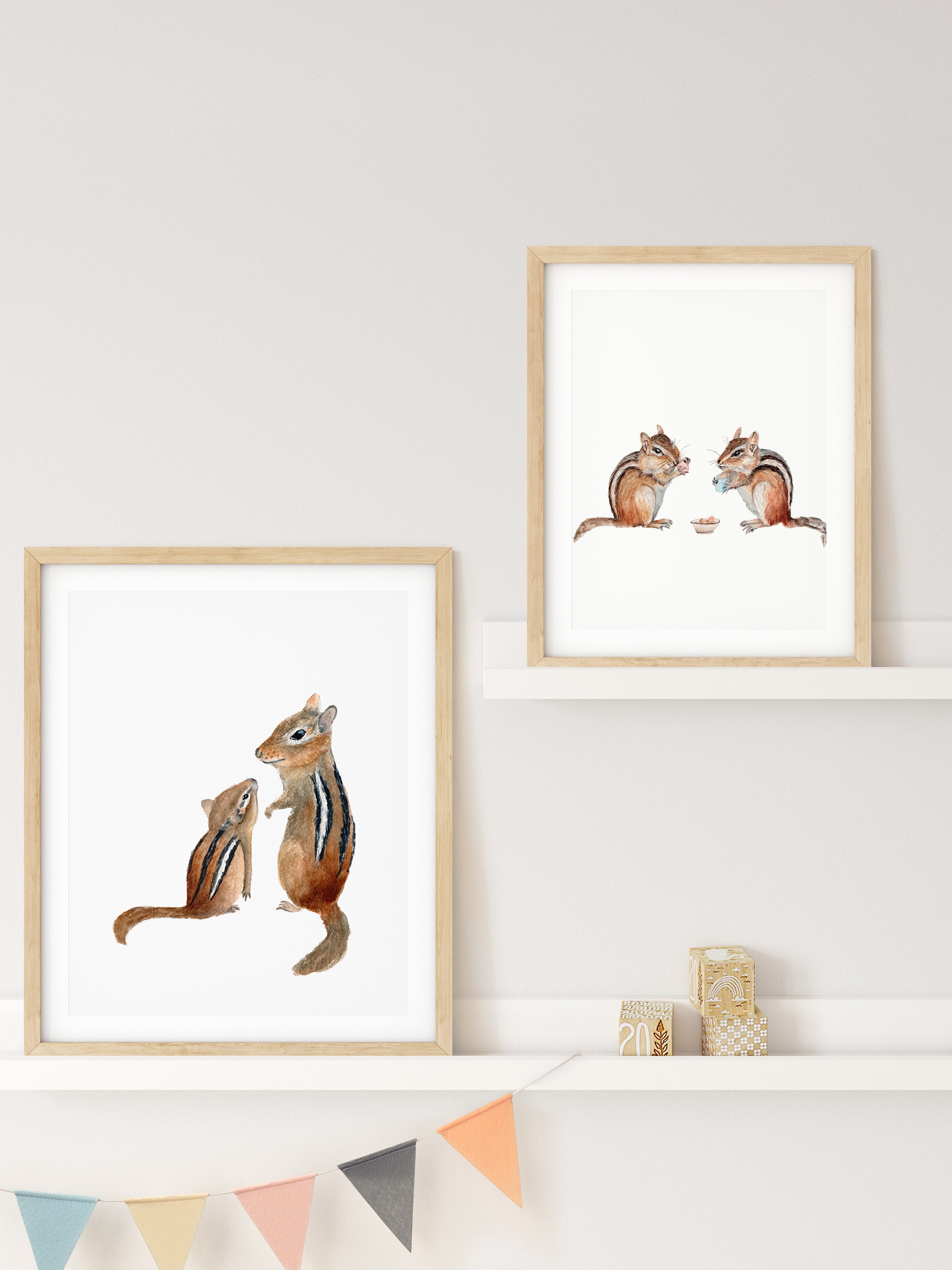 Mother Chipmunk With Baby Art Print Chipmunk Art Watercolor Animal Art ...