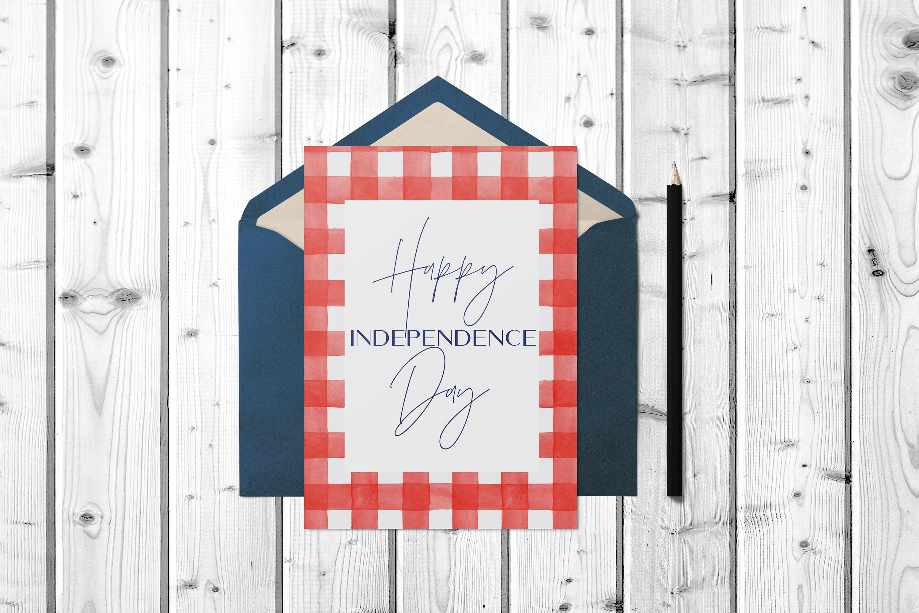Fourth of July Red White and Blue Card and Envelope | Independence Day ...