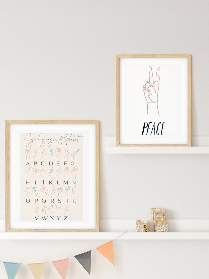Peace- American Sign Language Minimalist Line Art | Sign Language ...