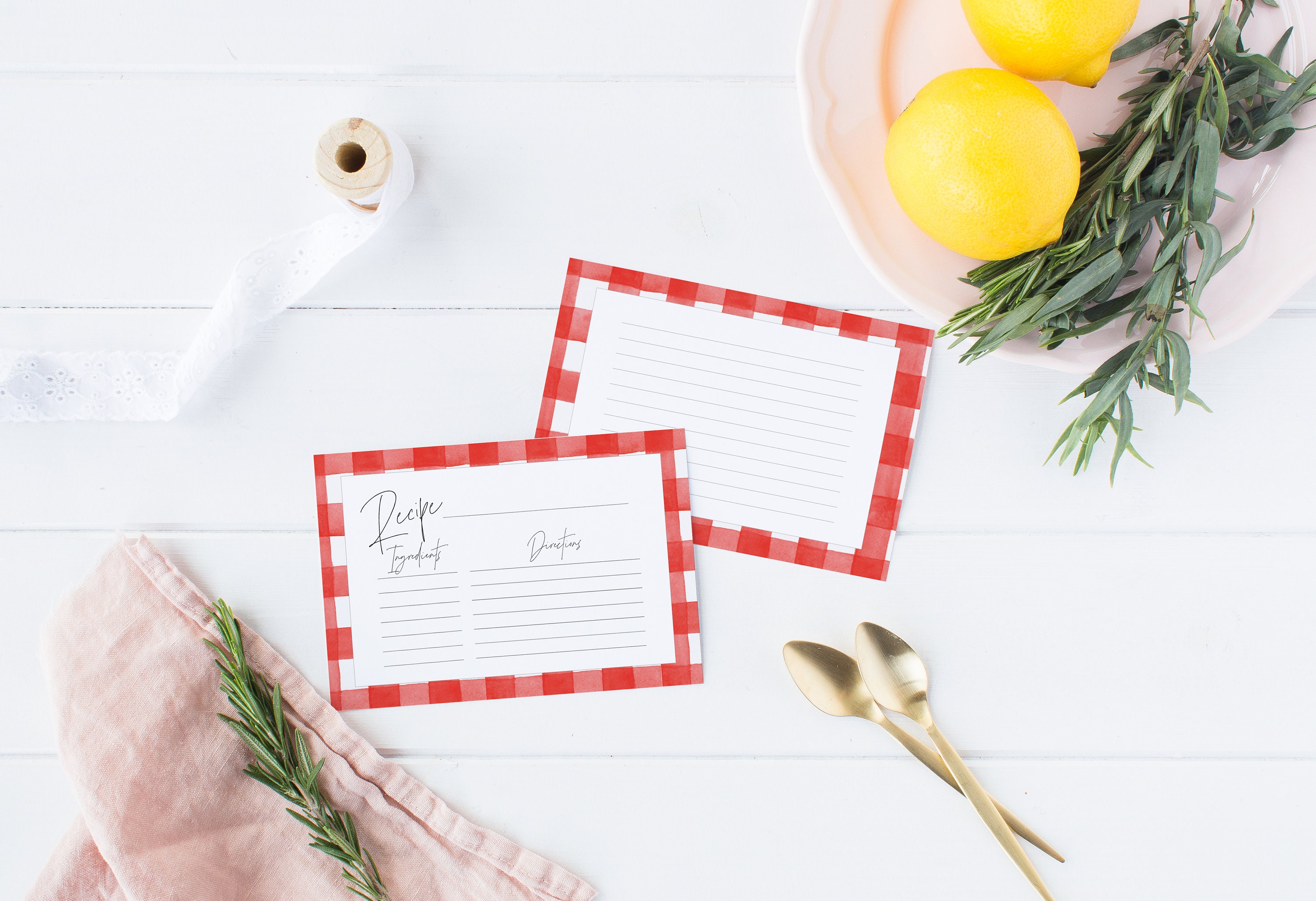 Red Gingham Recipe Card Set of 25 Cooking Gifts Recipe Card for Recipe ...