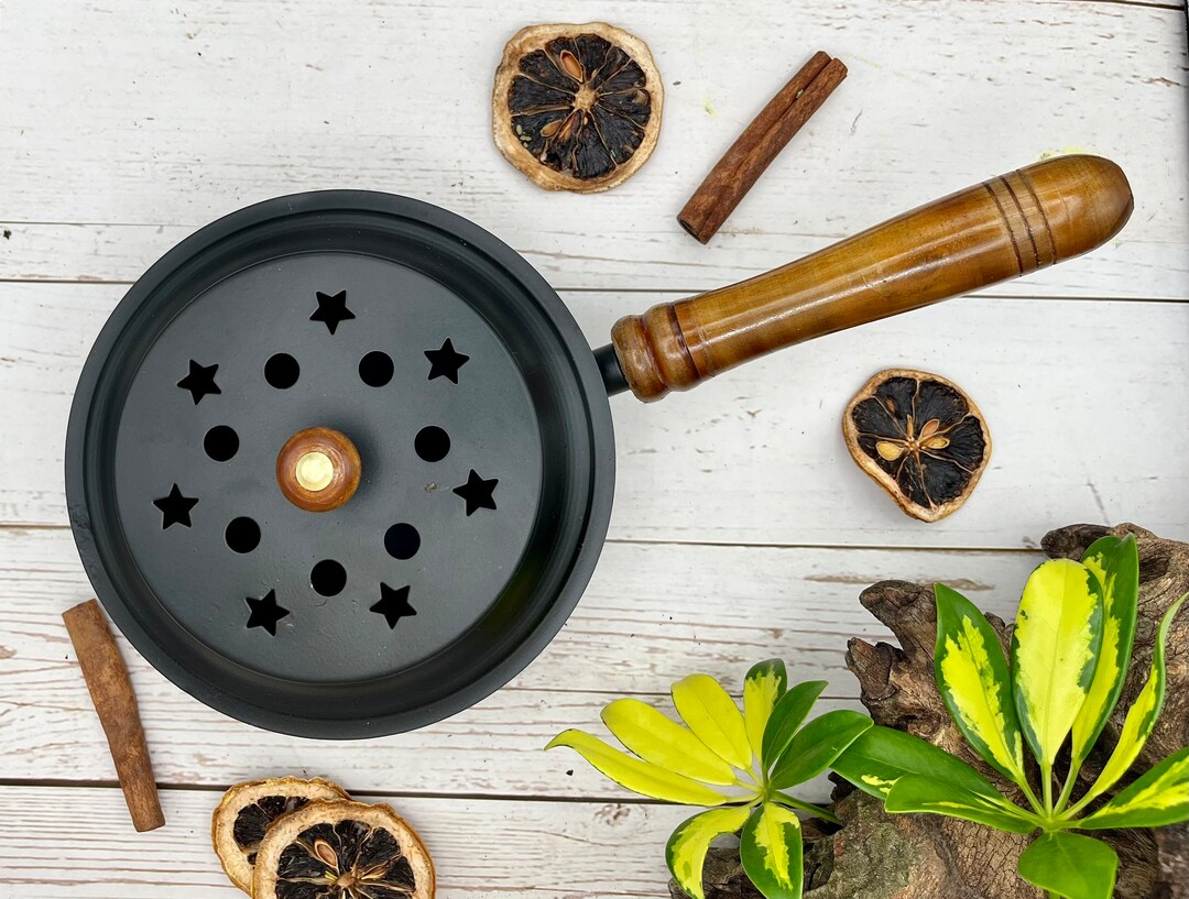 Metal Incense Burner With Wooden Handle Bakhoor Burner Metal Censer ...