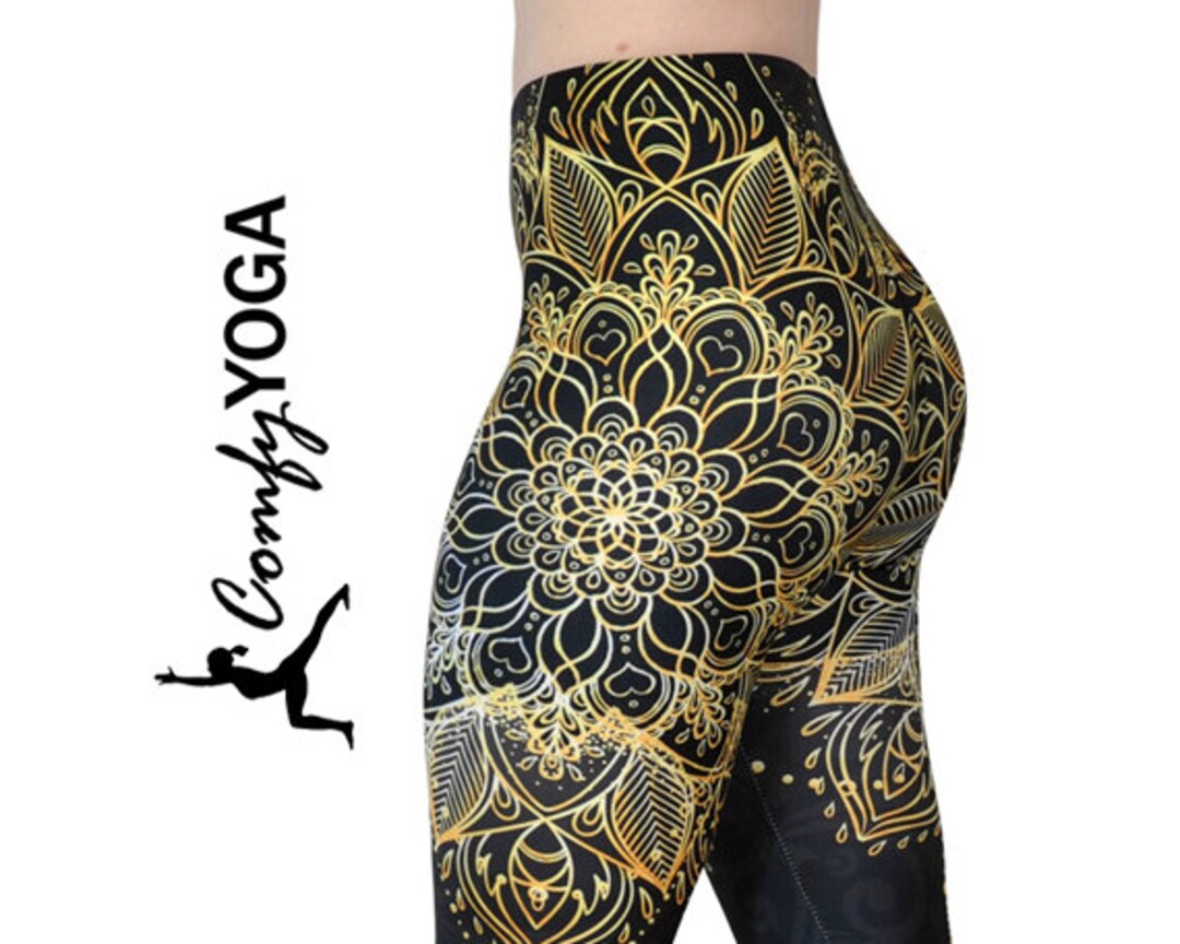 Mandala Print Capris - Casual Mid-rise Yoga Pants, Soft Lightweight ...
