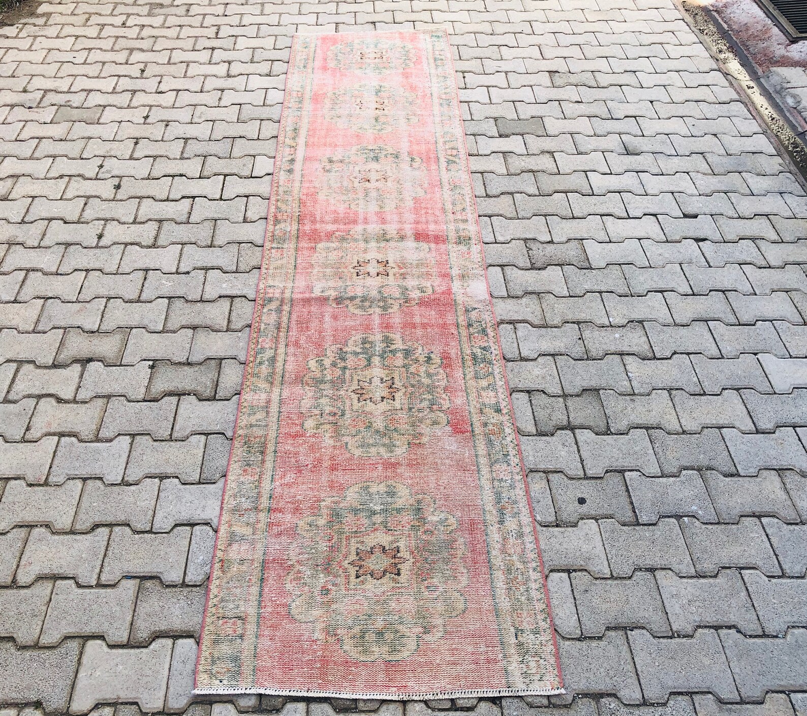Pink Runner Rug Turkish Runner Rug Light Pink Rug 2.5 X 10.9 Feet ...