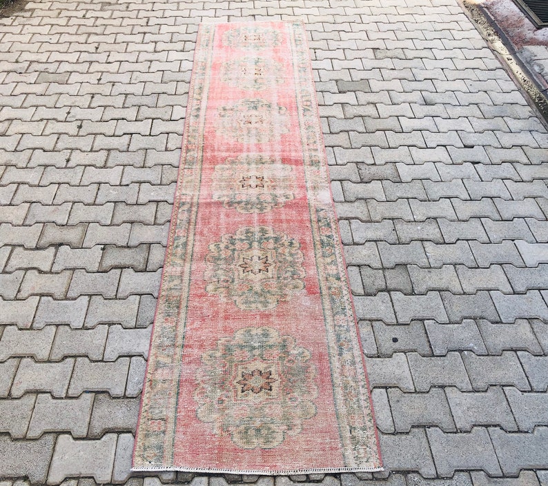 Pink Runner Rug Turkish Runner Rug Light Pink Rug 2.5 X 10.9 Feet ...