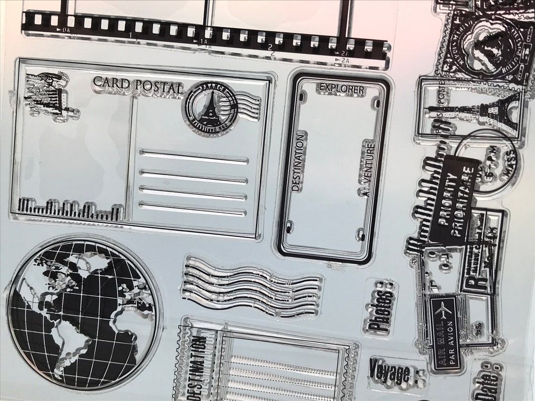 Silicone Stamp Travel, Clear Stamps Globe, Vintage Stamp Postcard ...