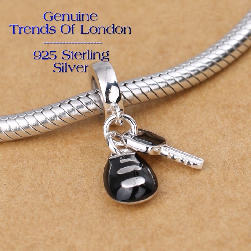 KEYS Charm Trends of London™ 925 Sterling Silver, Black or Red Enamel ...