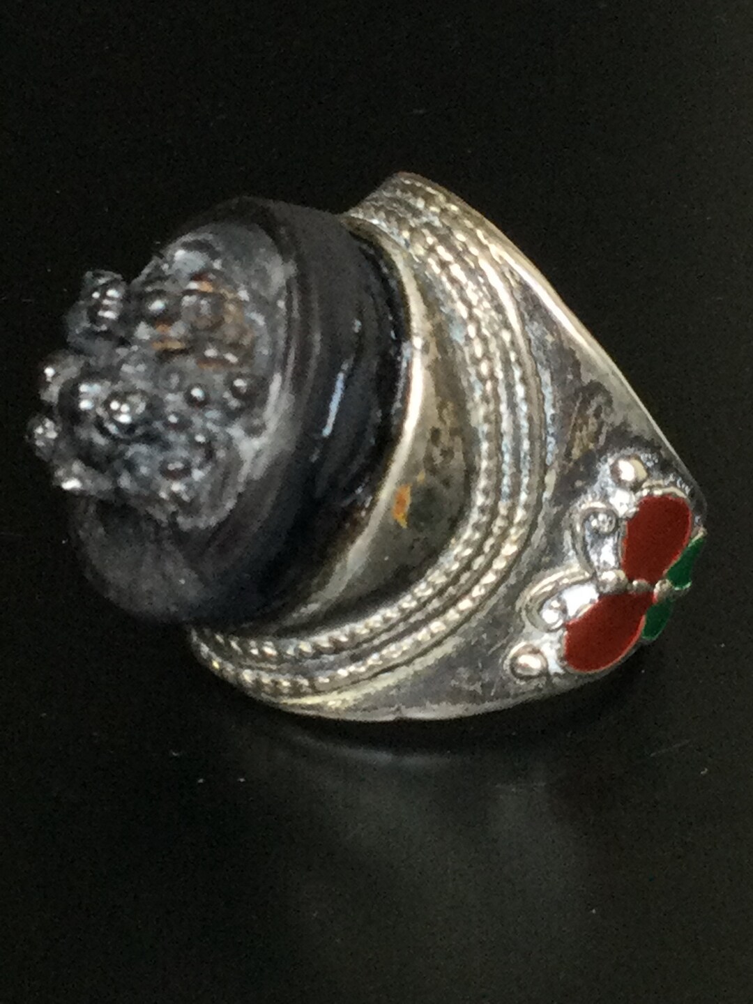 Rare Black Leklai Stone Magic Ring From Korlaan Mountain / Silver Ring ...
