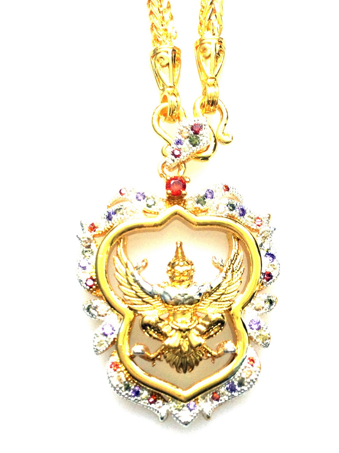 Rare Gold and Gemstone Garuda Locket Pendant / Lucky Jewelry Gems ...
