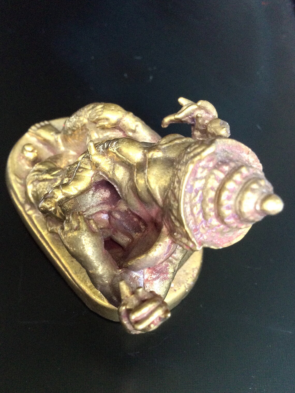 Rare Brass Hindu God Ganesha Statue / Powerful Lucky Talisman / Good ...