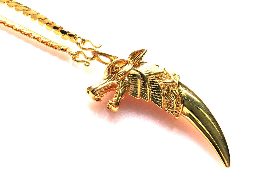 Rare Gold Wolf Tooth Magic Pendant / Powerful Wolf Tooth Fang Necklace ...