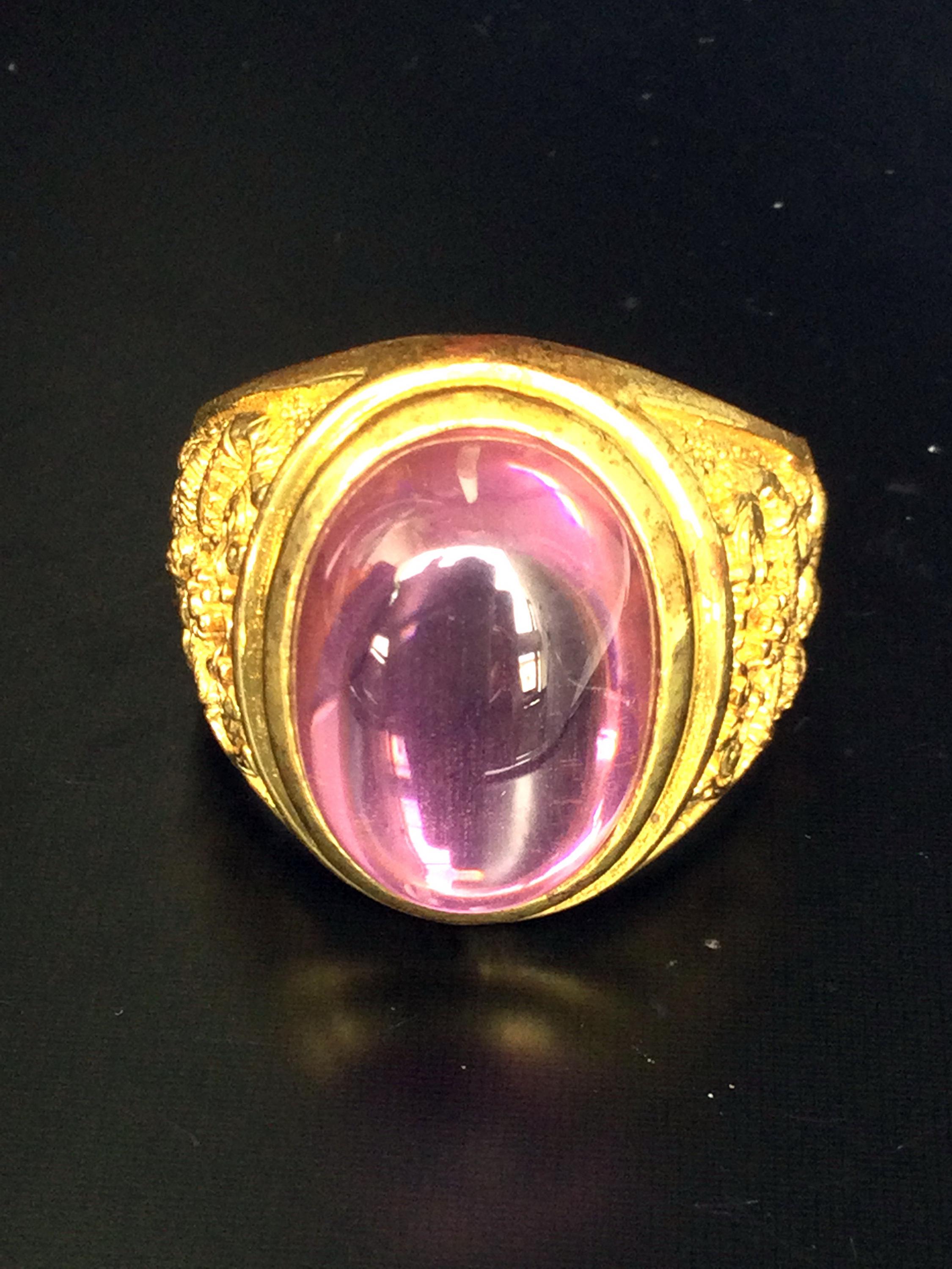 Rare Pink Naga Eye Stone Dragon Gold Ring / Powerful Lucky and Charm ...