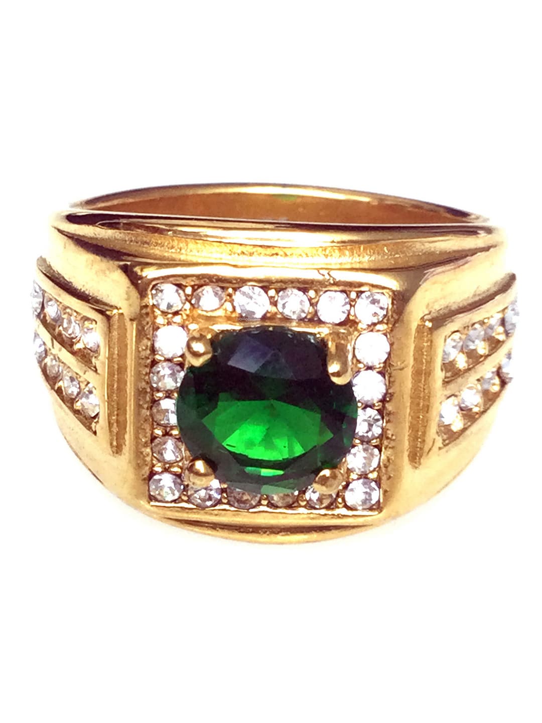 Green Emerald and White Gemstone Gold 18K Magic Ring / Powerful Lucky ...