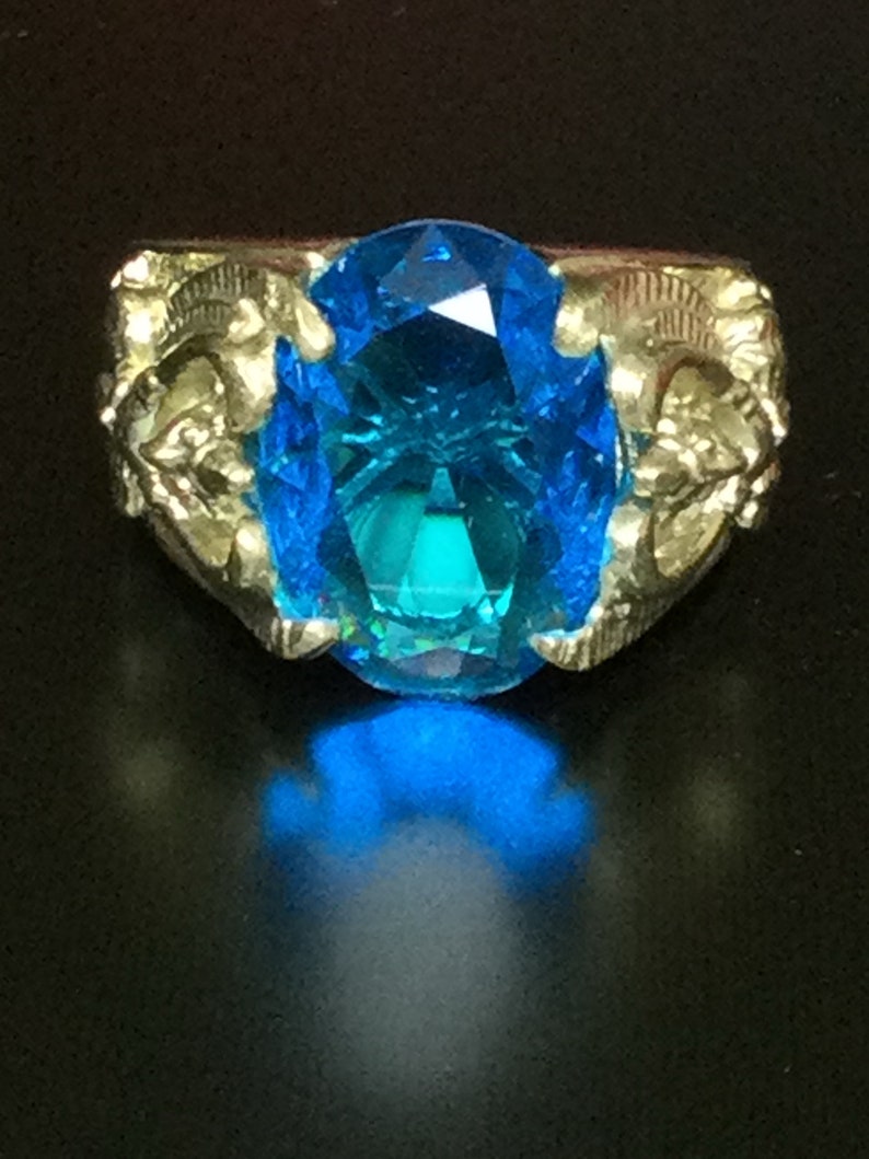 Rare Blue Ocean Gemstone Stone Magic Ring / Powerful Lucky and Charming ...