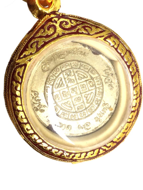 Rare Phra Pidta with 2 Dragon and Yantra (back) B.E. … - Gem