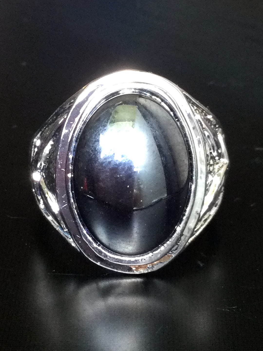 Rare Black Powerful Ring / Good Luck Charm Silver Ring / Powerful Stone ...