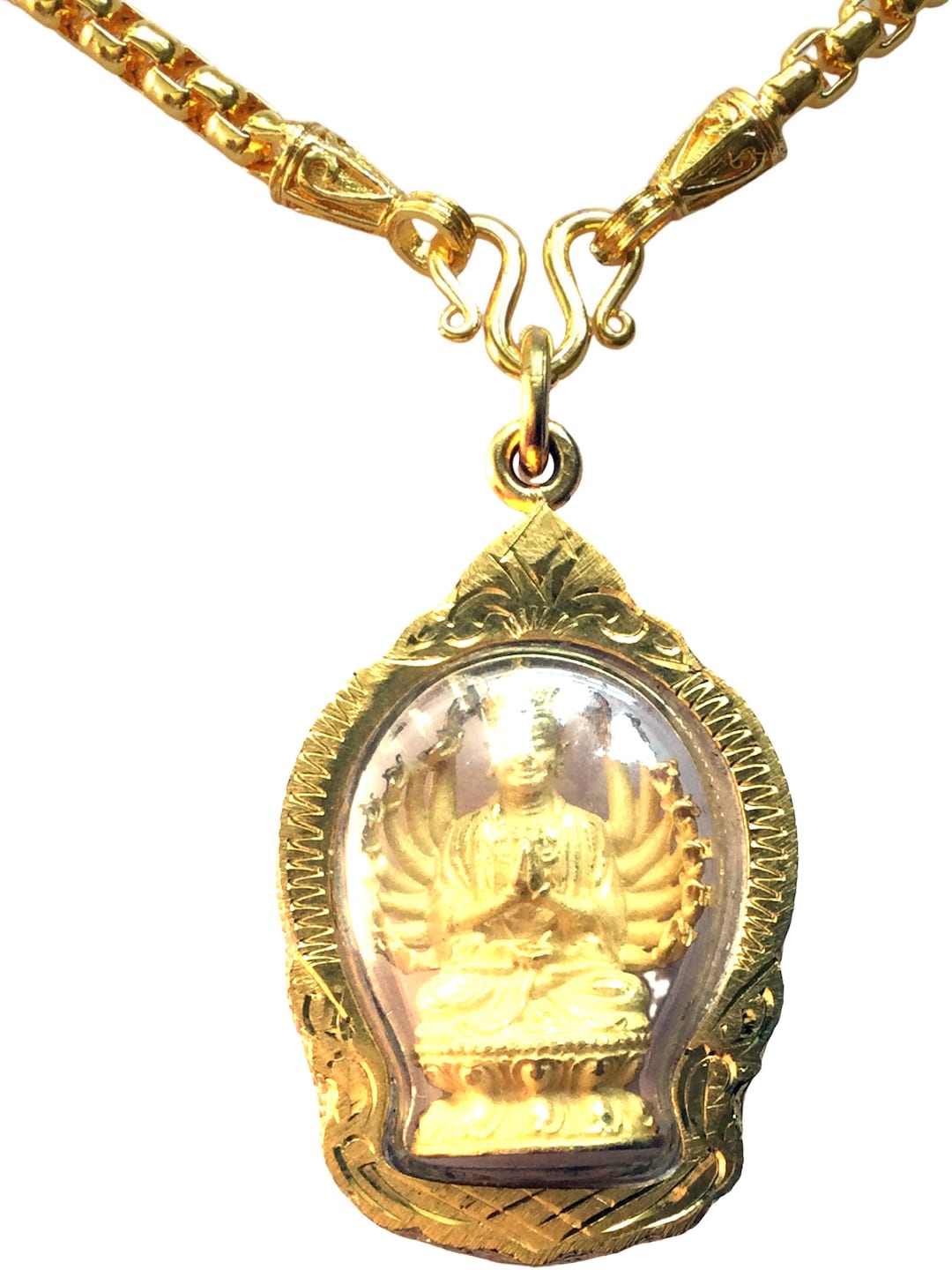 Gold Locket Ghuan Yin Magic Pendant / Top Sacred Good Luck Pendant ...