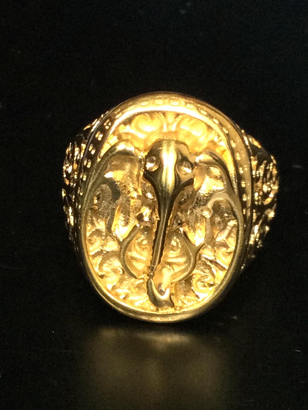 Gold 18K Elephant Good Luck Ring / Rare Gold Stainless Ring / Lucky and ...