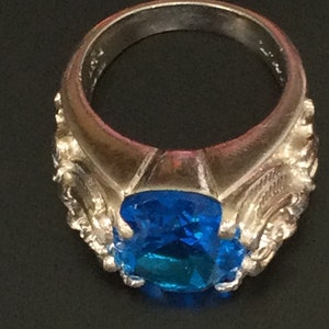 Rare Blue Ocean Gemstone Stone Magic Ring / Powerful Lucky and Charming ...