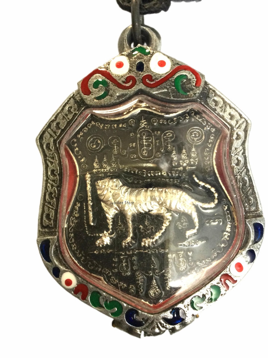 Yantra Mantra White Tiger Pendant: Sacred Thai Amulet, Lucky Charm - Etsy