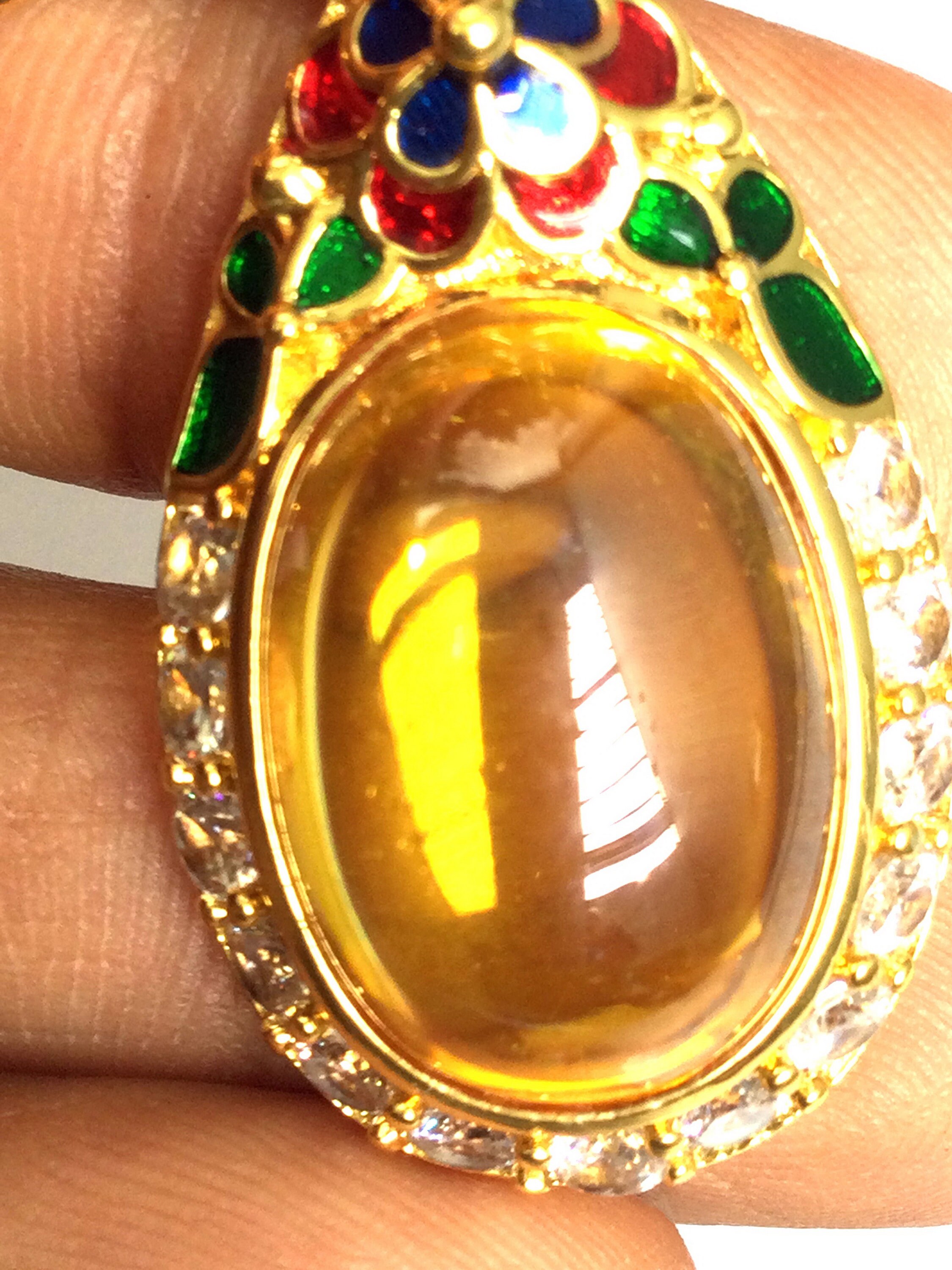 Yellow Naga Eye Stone Magic Silver Pendant / Top Good Luck and Charm ...