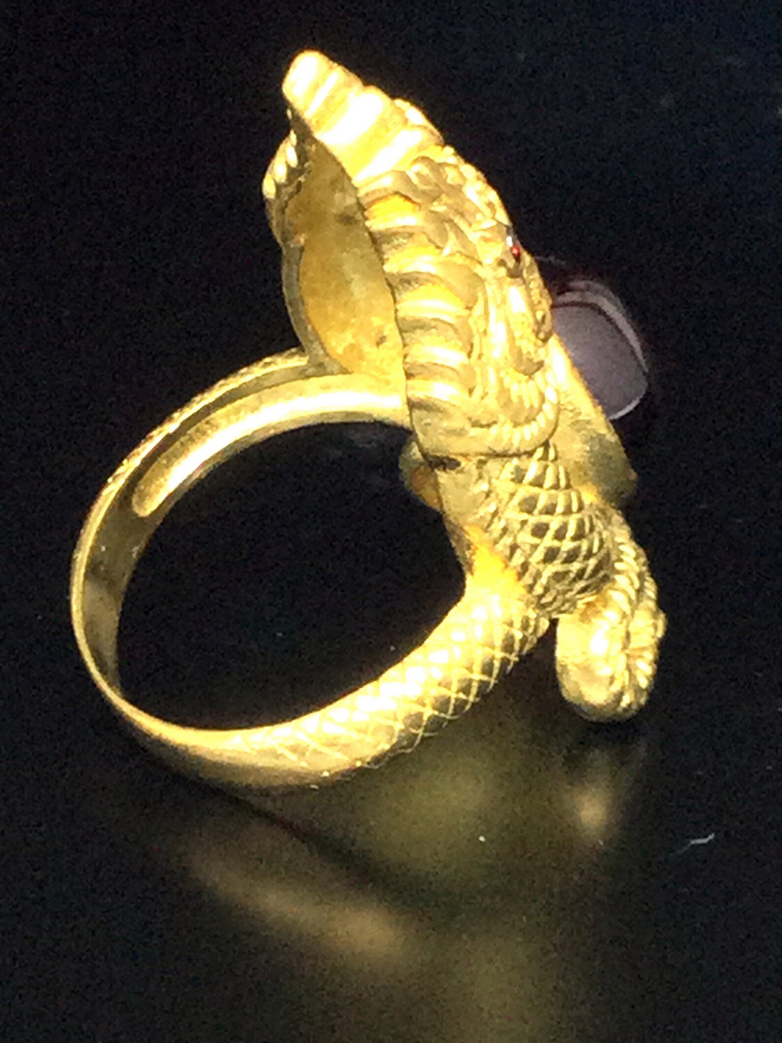 Rare Red Naga Eye Stone Magic Twin Naga Ring / Charm Gold Ring / Lucky ...