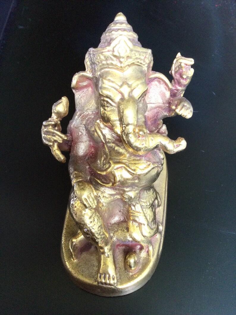 Rare Brass Hindu God Ganesha Statue / Powerful Lucky Talisman / Good ...