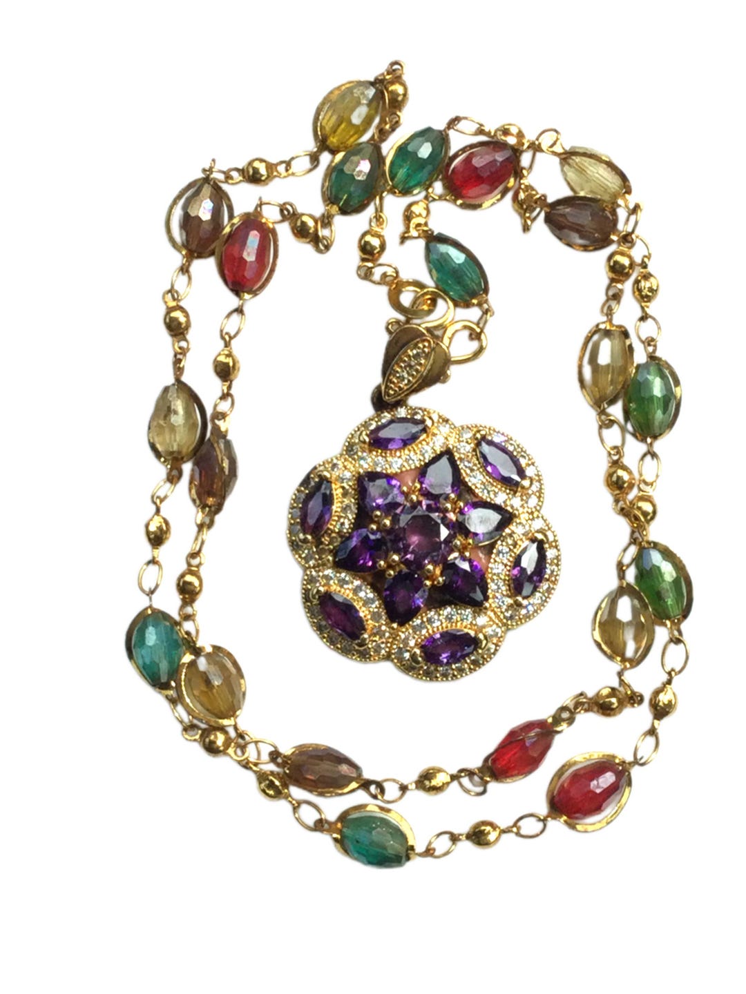 Rare Vintage Purple Gemstone Locket Pendant With Multicolor Gemstone ...