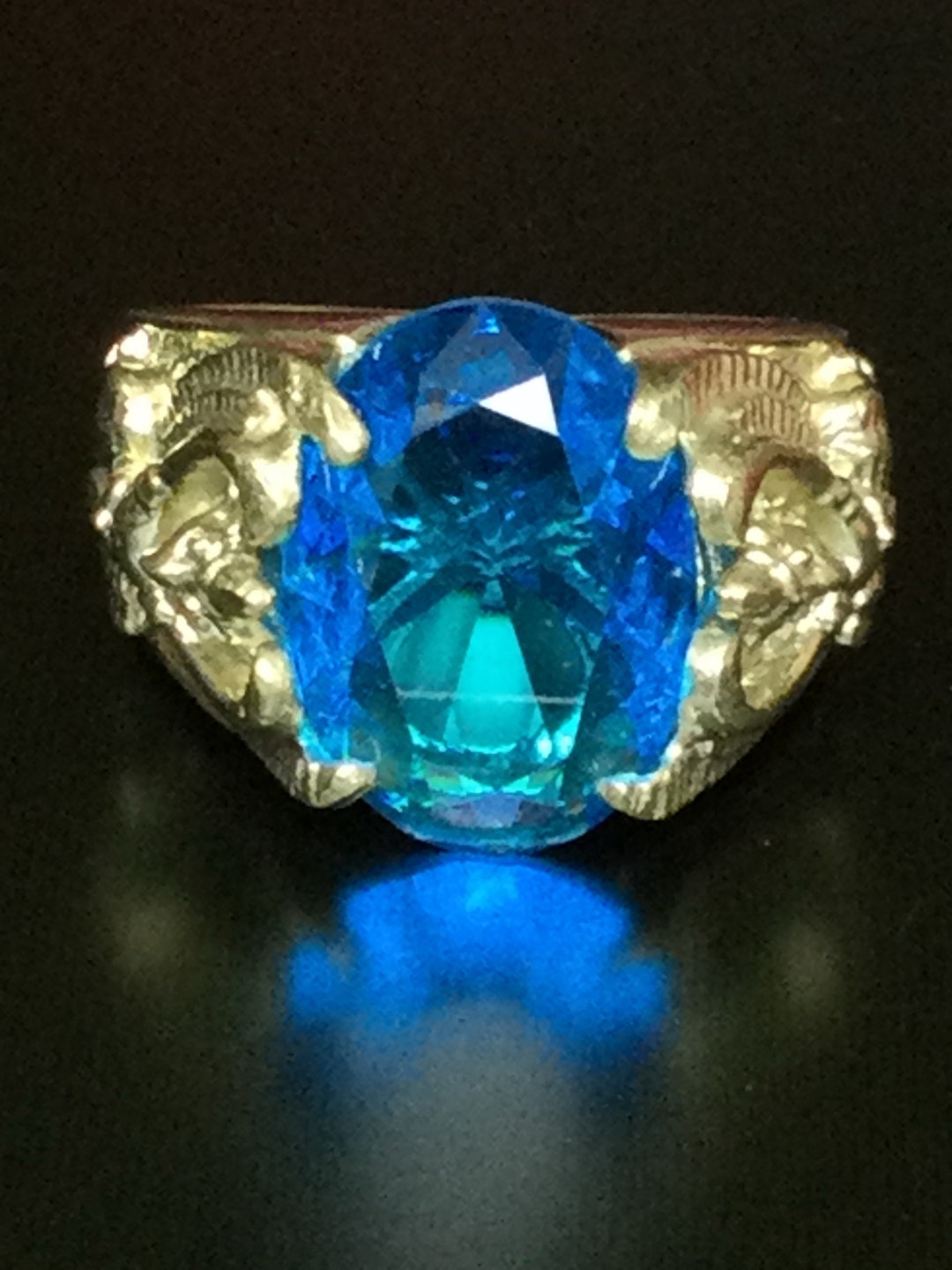 Rare Blue Ocean Gemstone Stone Magic Ring / Powerful Lucky and Charming ...