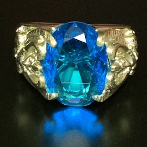 Rare Blue Ocean Gemstone Stone Magic Ring / Powerful Lucky and Charming ...
