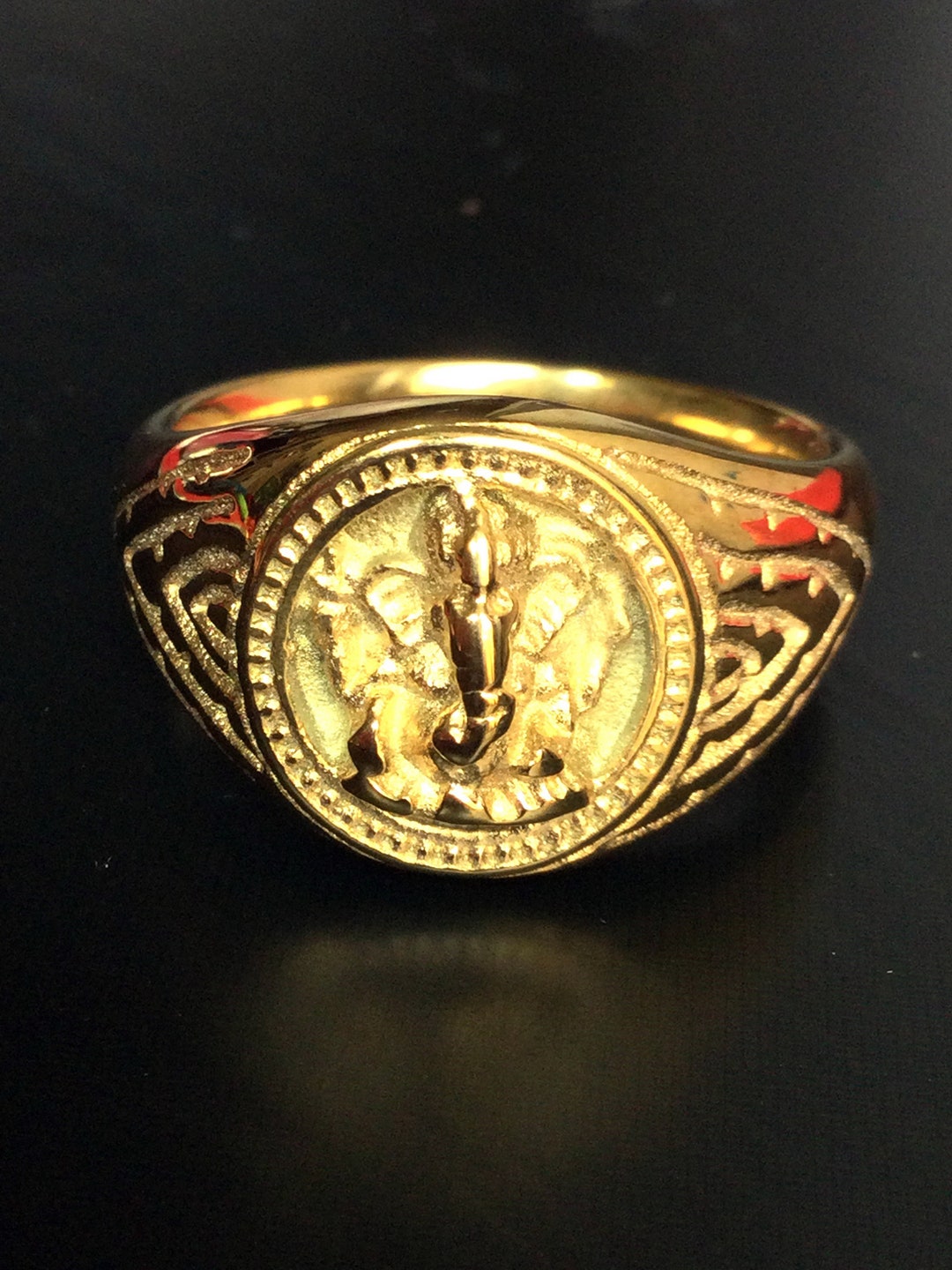 Gold 18K Hindu God Ganesha Ring Blessed by Deva Place / Powerful Lucky ...