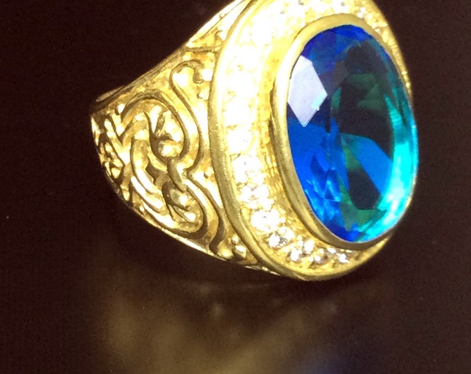 Rare Blue Ocean Stone Magic Ring / Charm Silver Ring / Lucky and ...