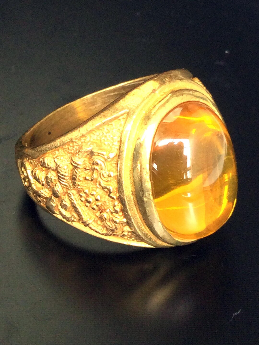 Rare Yellow Naga Eye Stone Dragon Gold Ring / Powerful Lucky and Charm ...