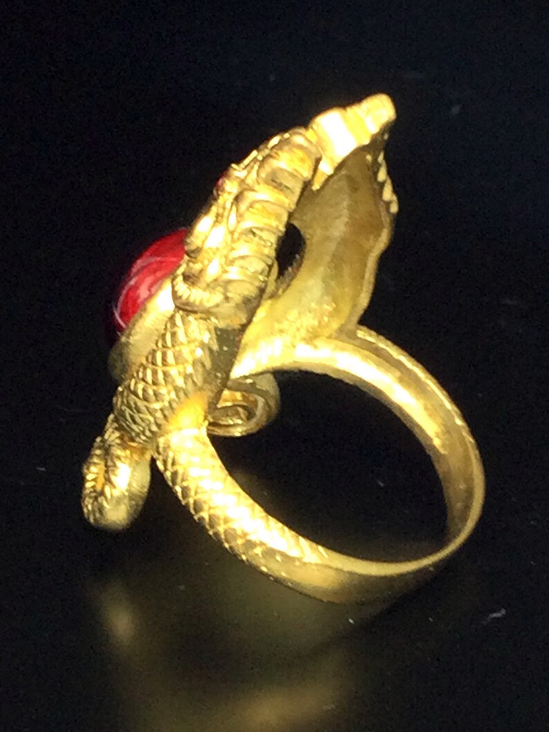 Rare Red Naga Eye Stone Magic Twin Naga Ring / Charm Gold Ring / Lucky ...