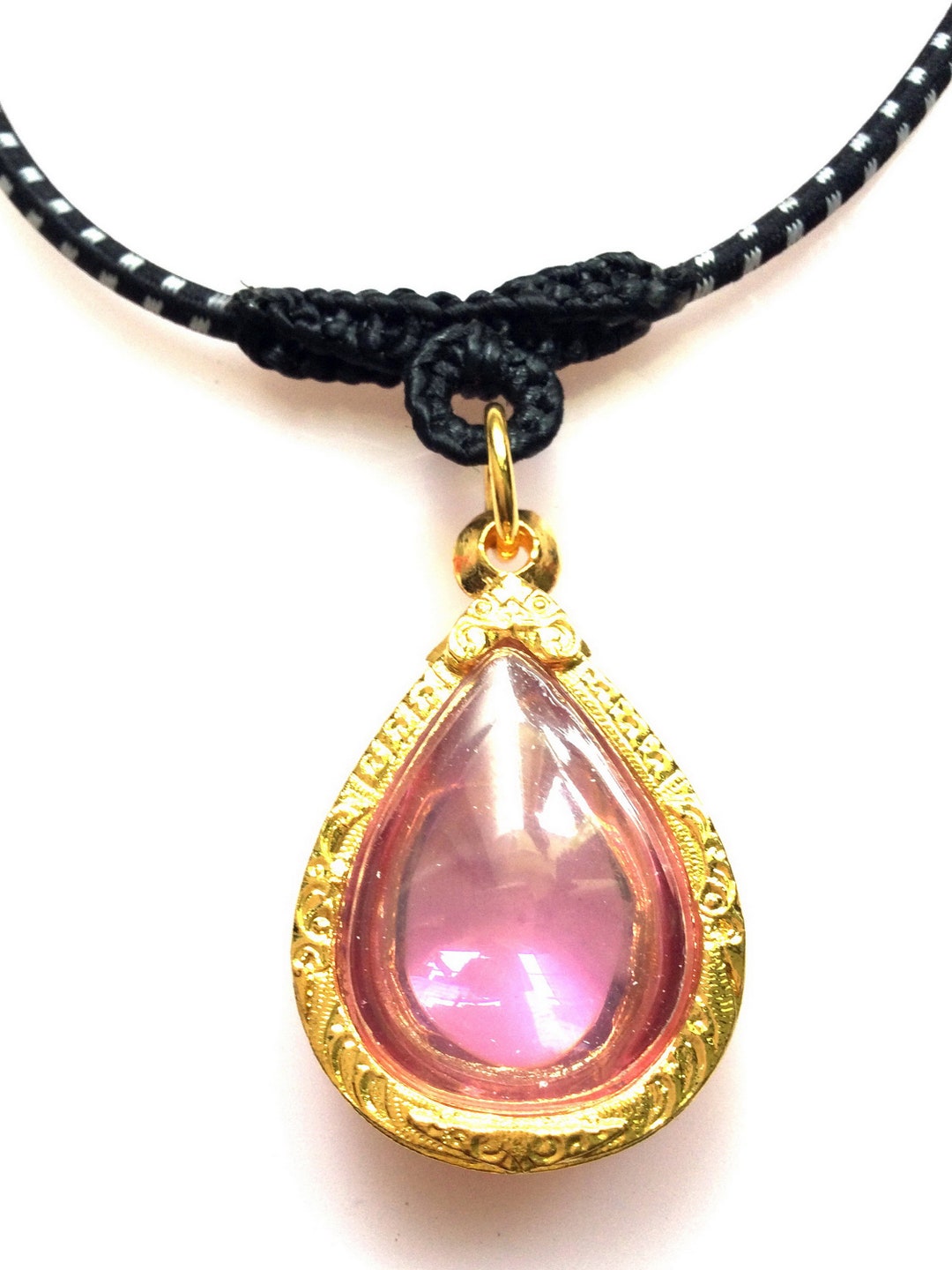Magic Pink Naga Eye Stone Pendant in Gold Micron Case / Pink Gemstone ...
