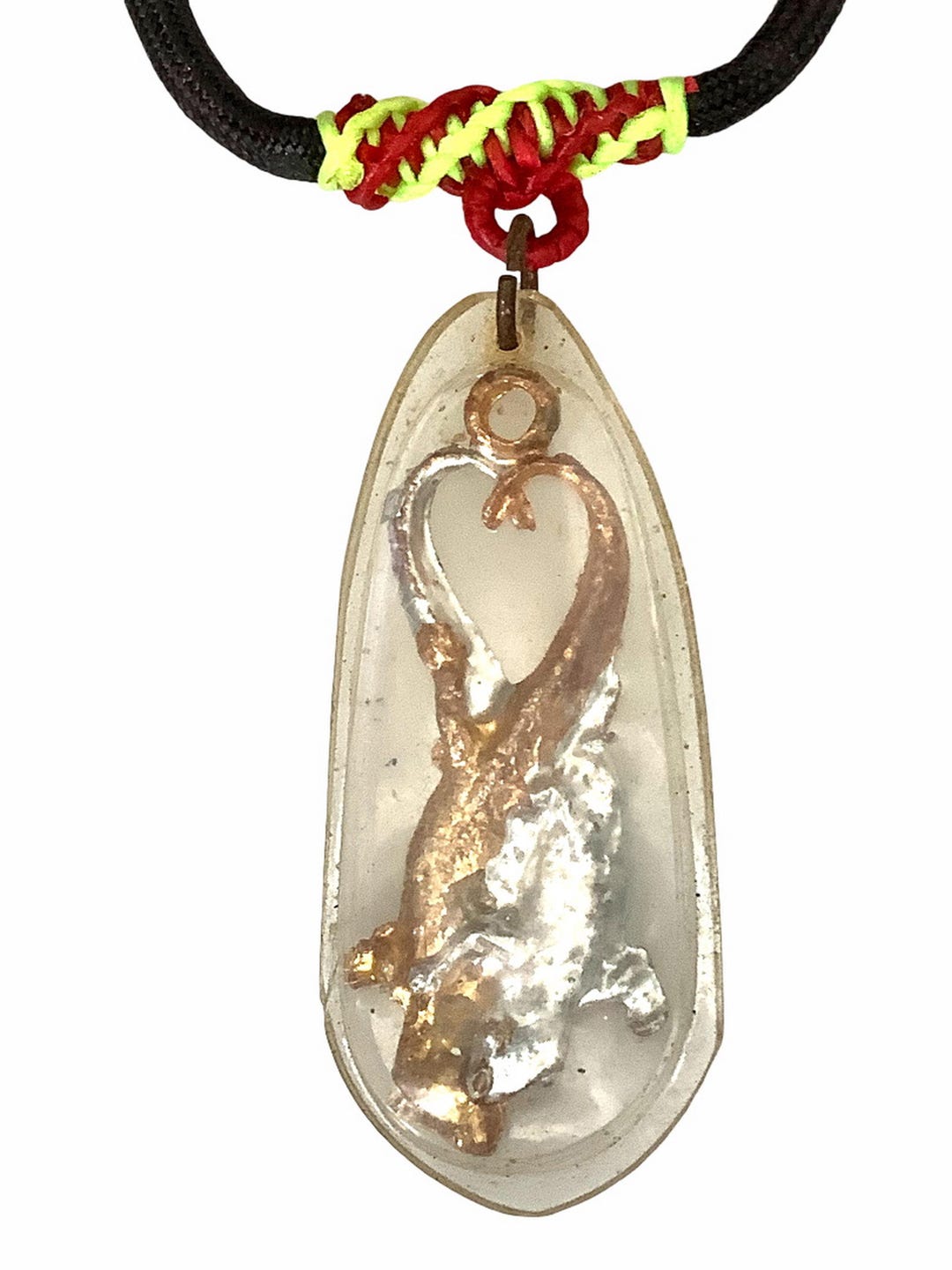 Rare Twin Silver and Gold Lizard Magic Pendant for Gambler / Blessed ...