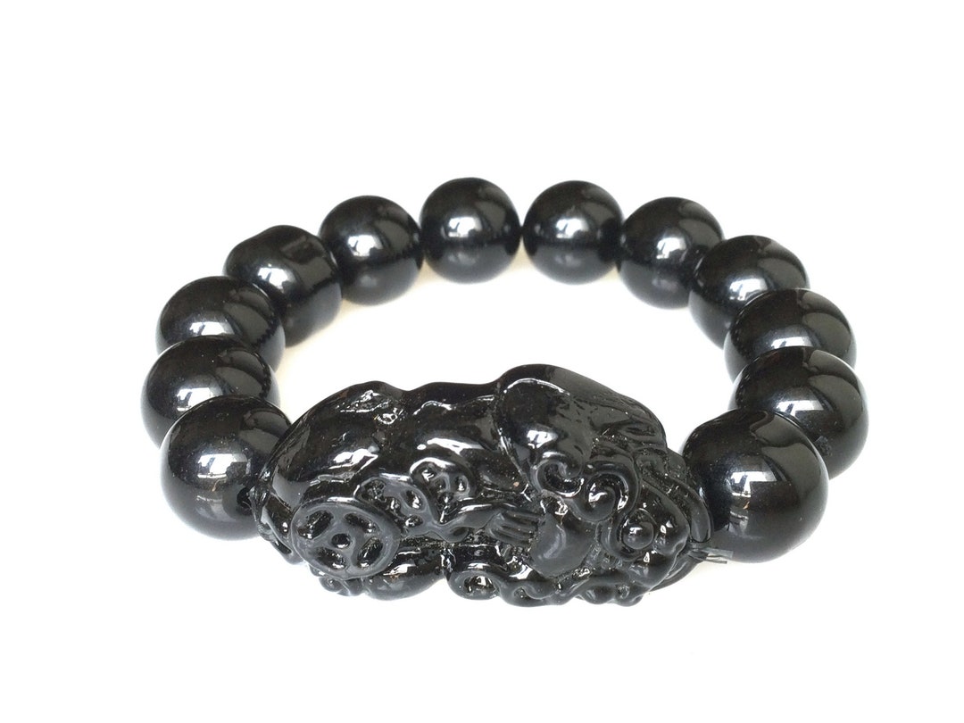 Rare 12mm Black Sket-doa Tektite (meteor) Magic Bracelet With Piziae ...