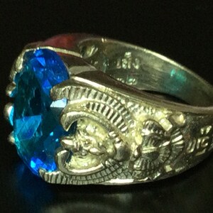 Rare Blue Ocean Gemstone Stone Magic Ring / Powerful Lucky and Charming ...