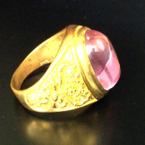 Rare Pink Naga Eye Stone Dragon Gold Ring / Powerful Lucky and Charm ...