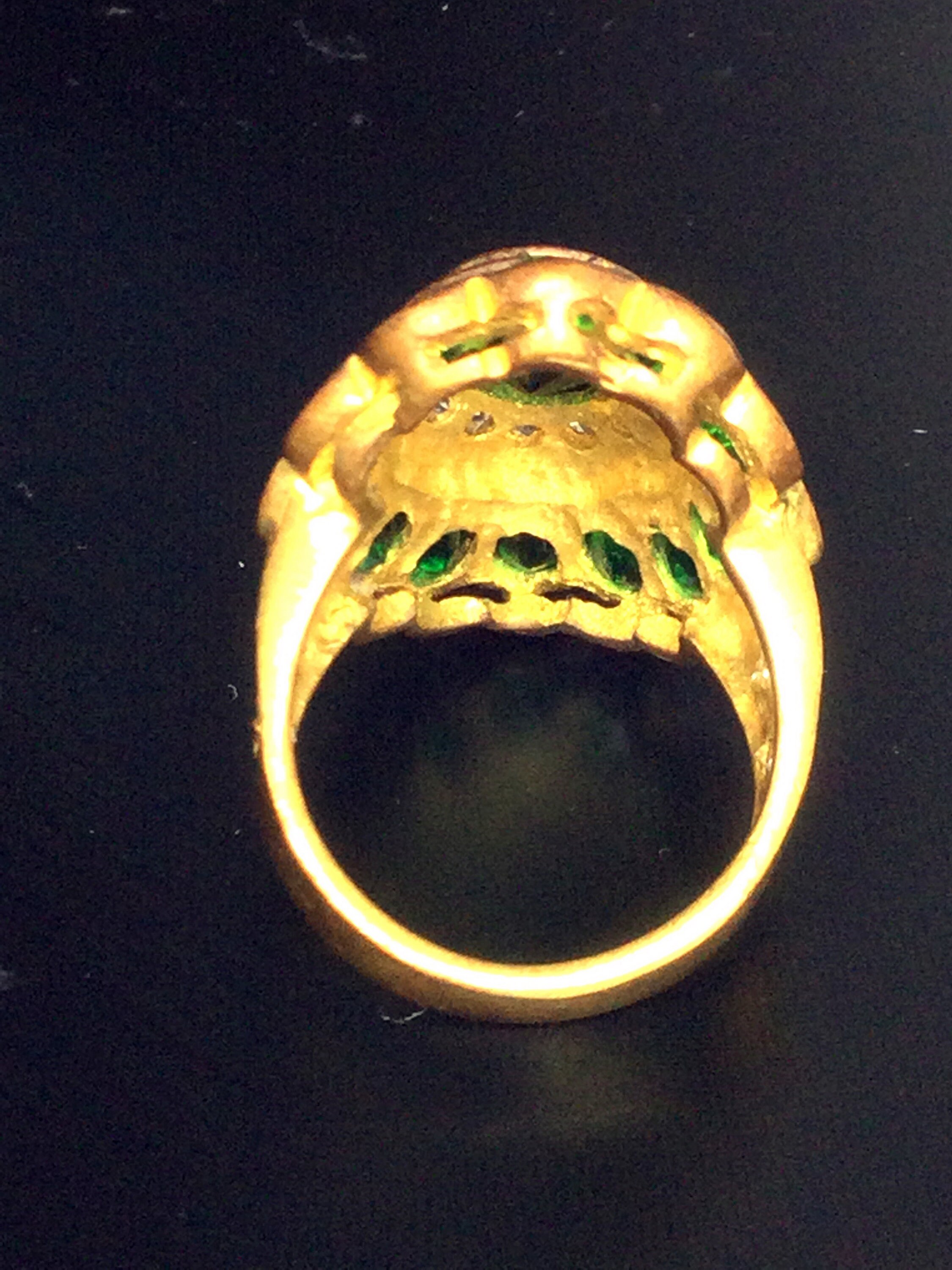 Rare Green Emerald Gemstone White Diamond Beautiful Magic Ring ...