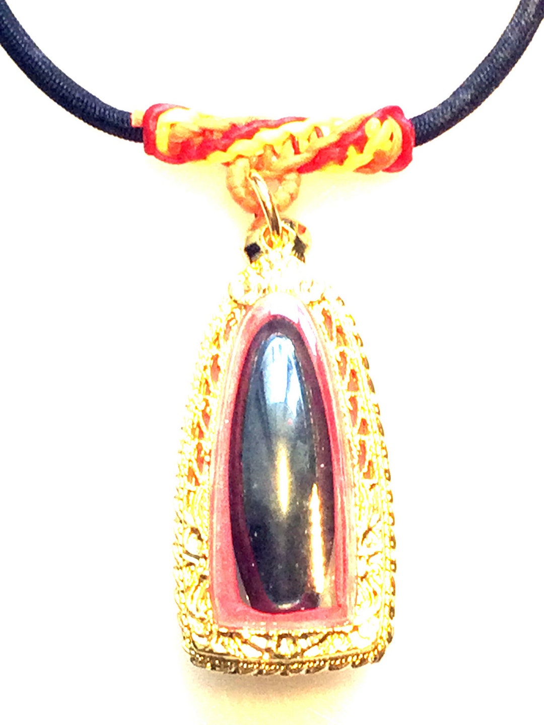 Rare Rugby Black Leklai Stone Magic Protective Pendant Mantra Talisman ...