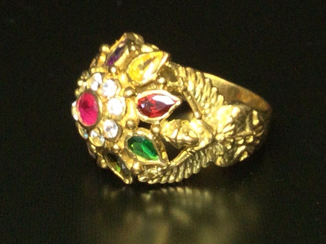 Rare Multi-colors Gemstone Garuda Magic Ring / Powerful Protective ...