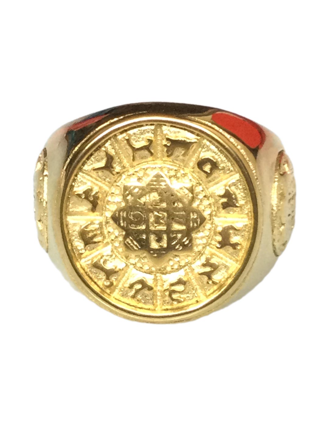 Gold 18K Zodiac Magic Yantra Powerful Ring / Blessed Lucky Talisman for ...